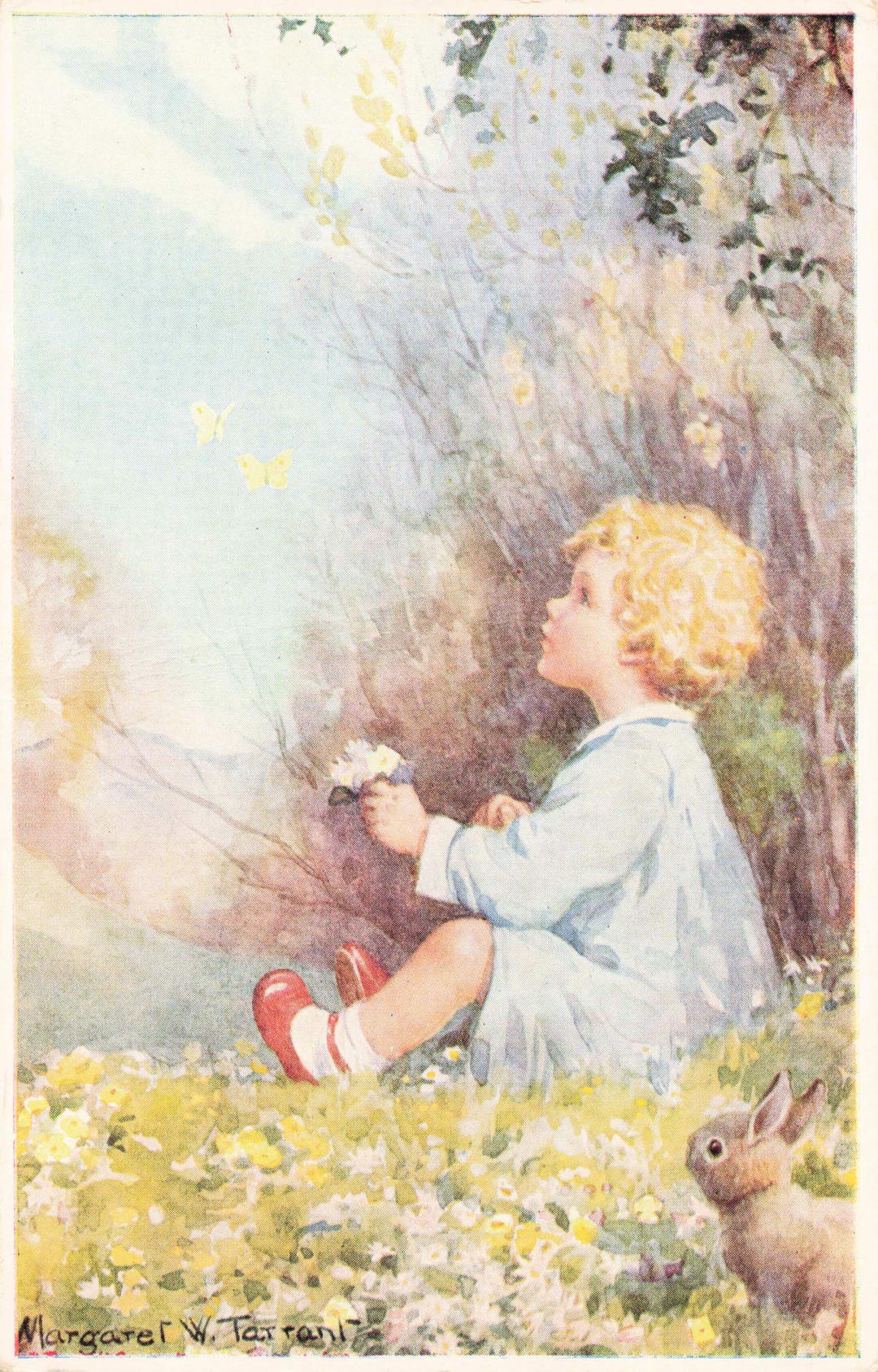 Margaret Tarrant Spring Butterflies 1930's Vintage Postcard Medici ...