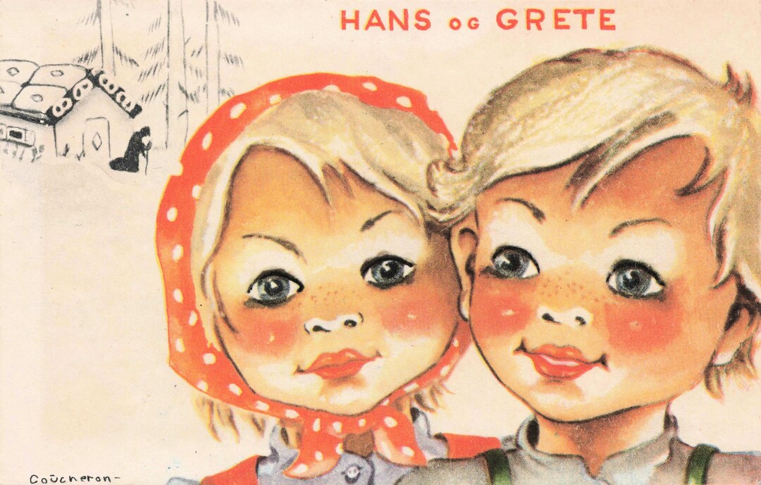 Hansel and Gretel Artist Anna Elin Coucheron Norway Vintage Postcard - Etsy