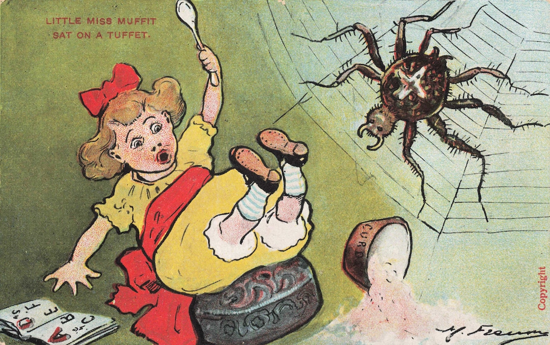 Nursery Rhyme Little Miss Muffet Sat on a Tuffet Vintage Postcard - Etsy