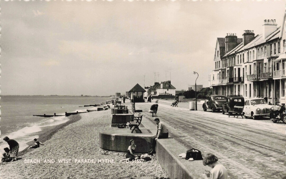 Hythe Beach and West Parade Real Photo 1959 Postcard Publisher ...