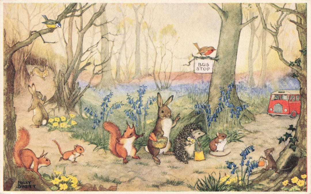 Molly Brett Catching the Bus Vintage Postcard Publisher Medici Society ...