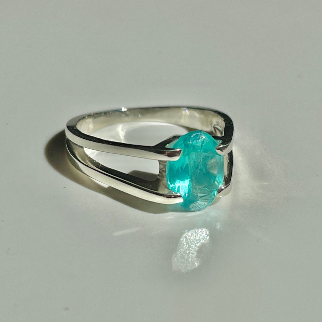 Natural Brazilian Paraiba Ring in 14k White Gold - Etsy