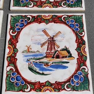 Vintage Dutch Tiles, Old Tiles With Typical Dutch Creations Set of Six ...