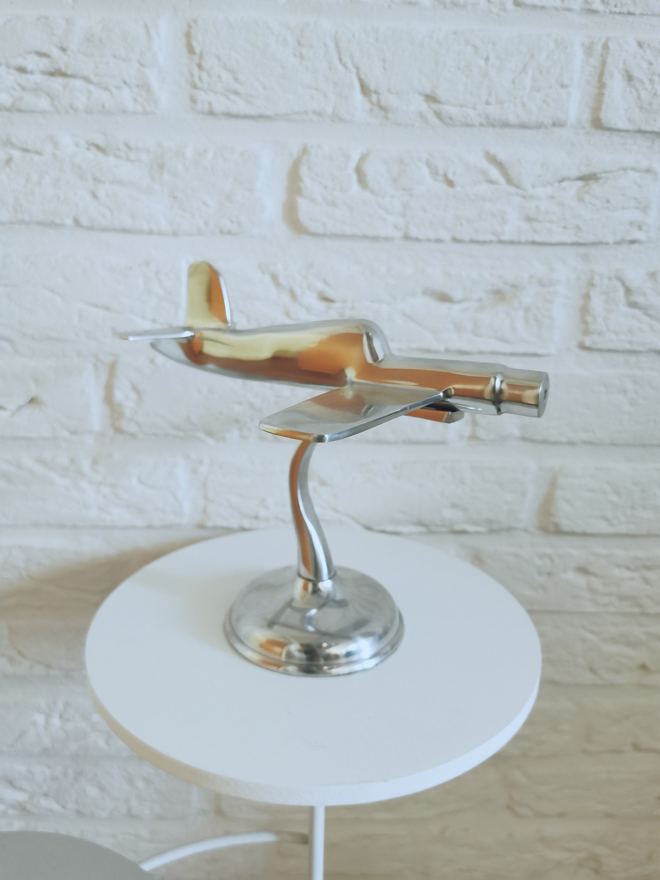 Retro Fifties Chrome Desk Fighter Plane Model - Etsy