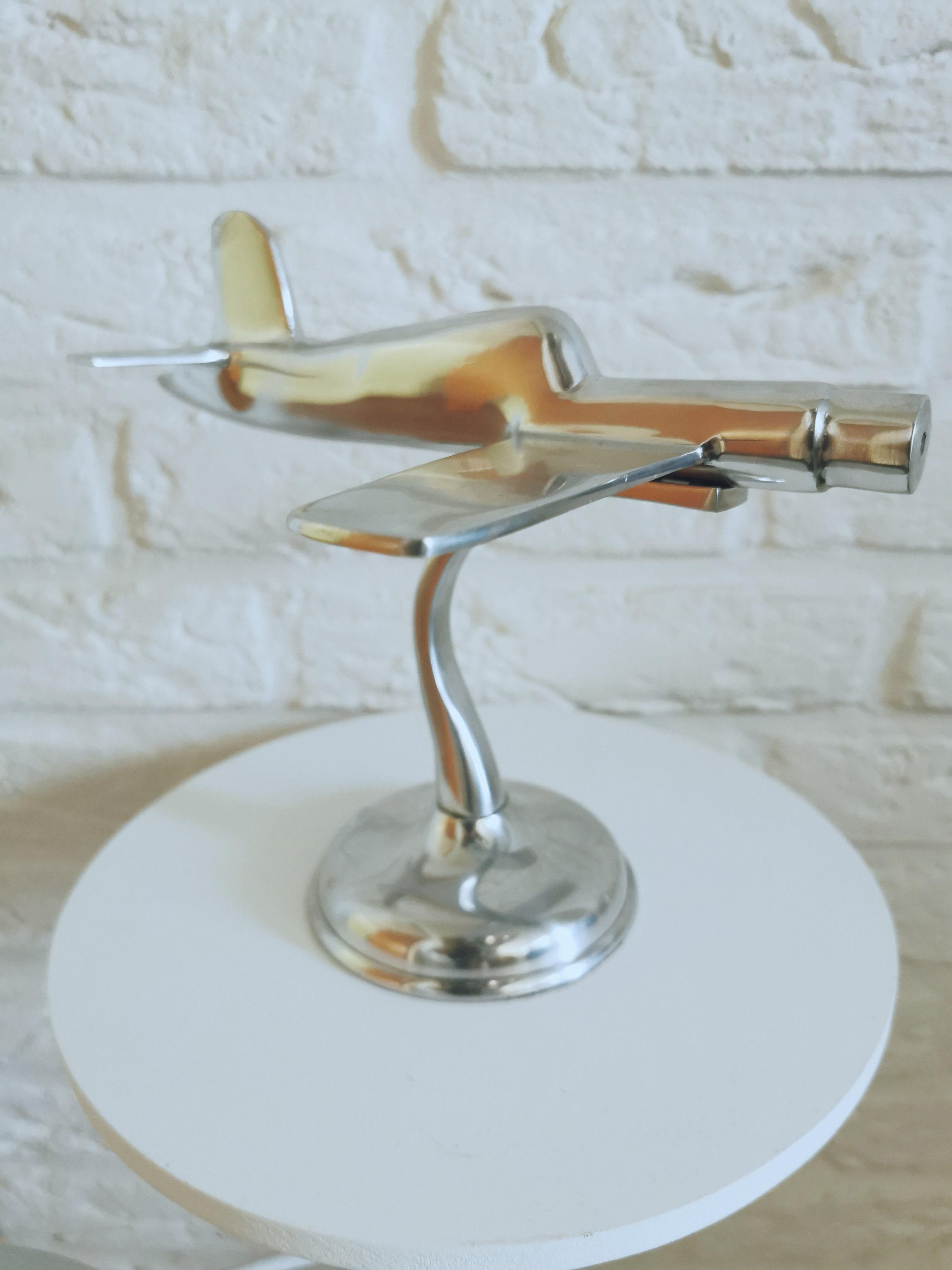 Retro Fifties Chrome Desk Fighter Plane Model - Etsy