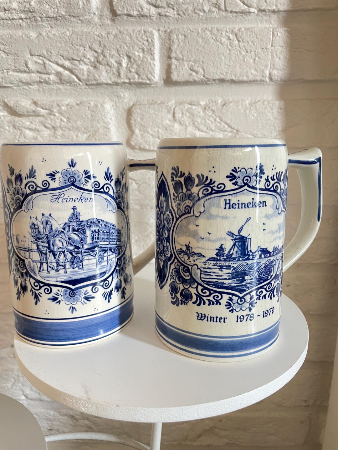 Vintage Beer Pitcher, Heineken Beer Tankard Mugs, Dutch Lager, Ceramic ...