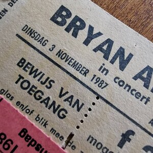 Original Vintage 80s Concert Ticket Bryan Adams European Tour Ahoy ...