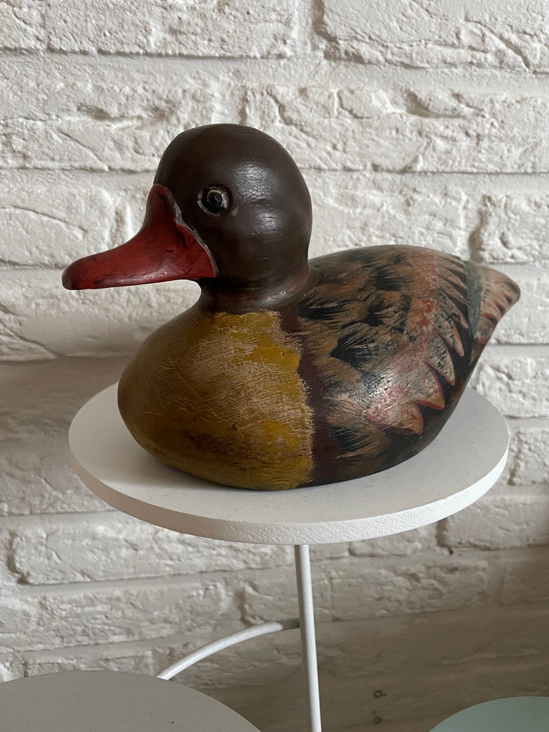 Vintage French Wooden Duck Handcrafted and Painted - Etsy