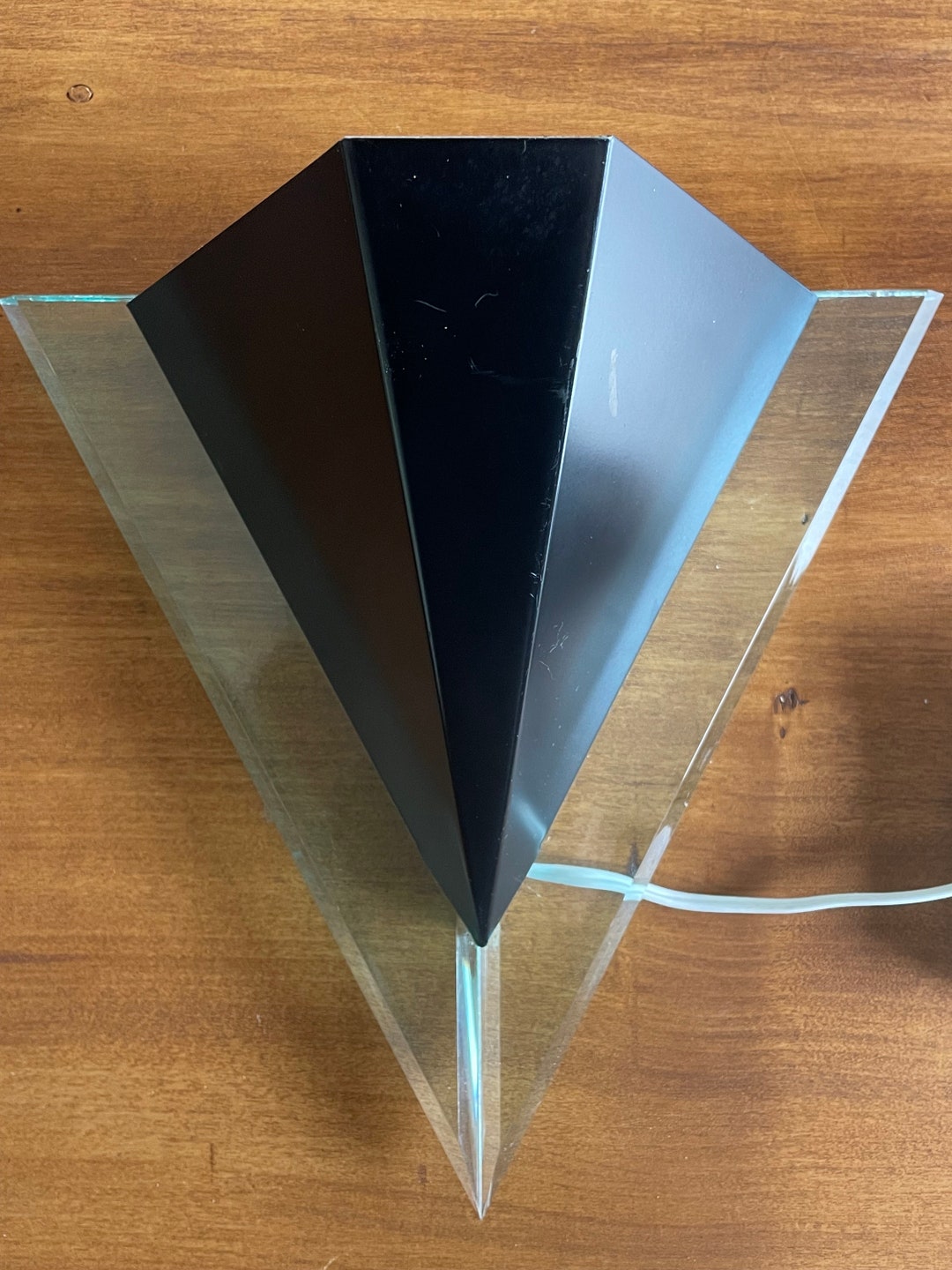 Vintage Design 1980s Wall Light, Postmodern Black Pyramid and Lucite ...