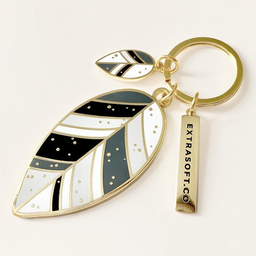 Gold Leaf Keychain Plant Charm Metal Keyring New Home - Etsy