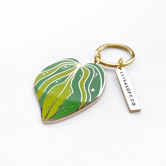 Monstera Leaf Keychain Gold Metal Keyring Space and Stars - Etsy