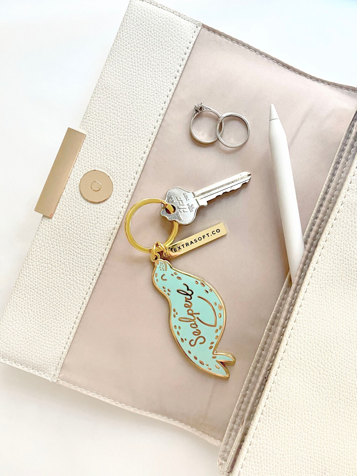 Seal Keychain Sealperb Gold Metal Keyring Kawaii Cute - Etsy