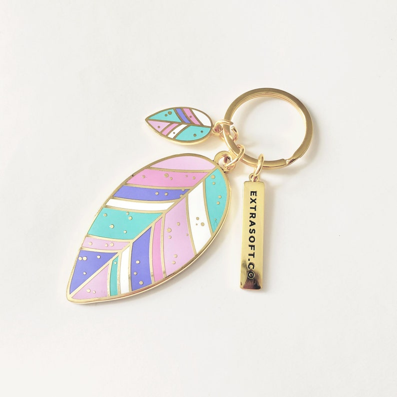 Gold Leaf Keychain | Plant Charm, Metal Keyring, New Home Gift, Simple ...