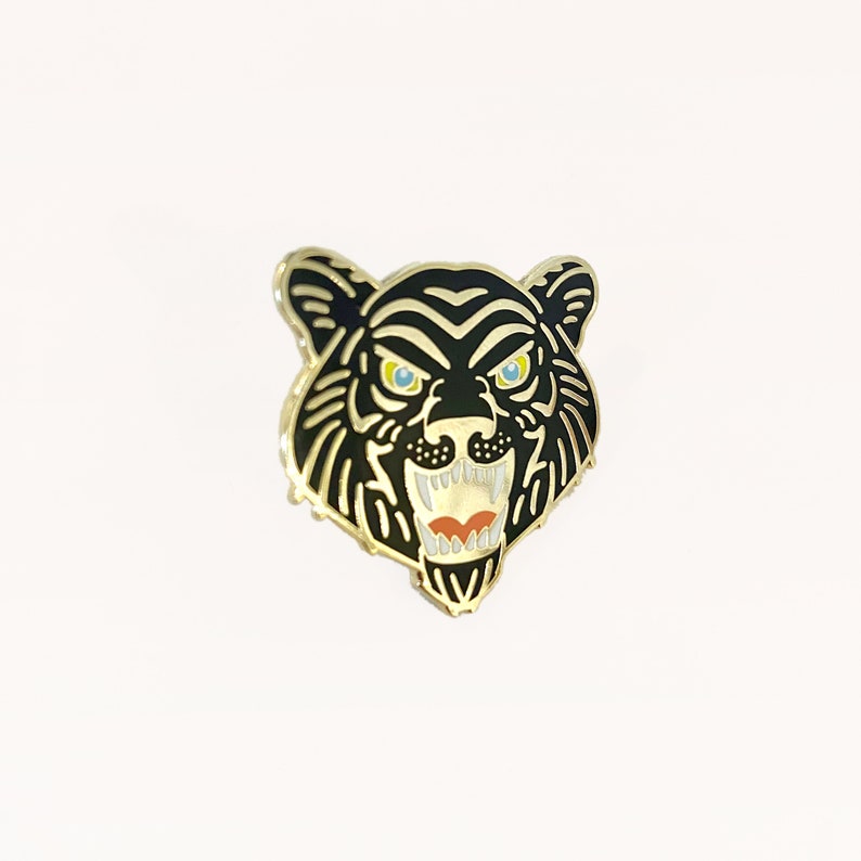 Black Tiger Enamel Pin Big Cat Gold Lapel Pin Pin Badge - Etsy