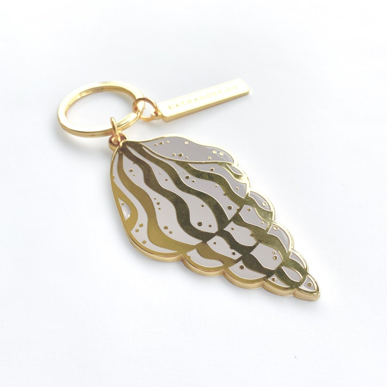 Conch Shell Keychain Gold Tiger Conch Metal Keyring - Etsy