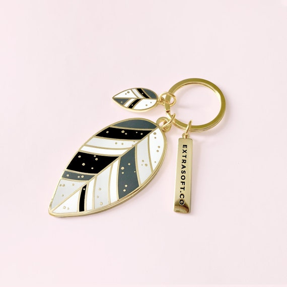 Gold Leaf Keychain Plant Charm Metal Keyring New Home | Etsy