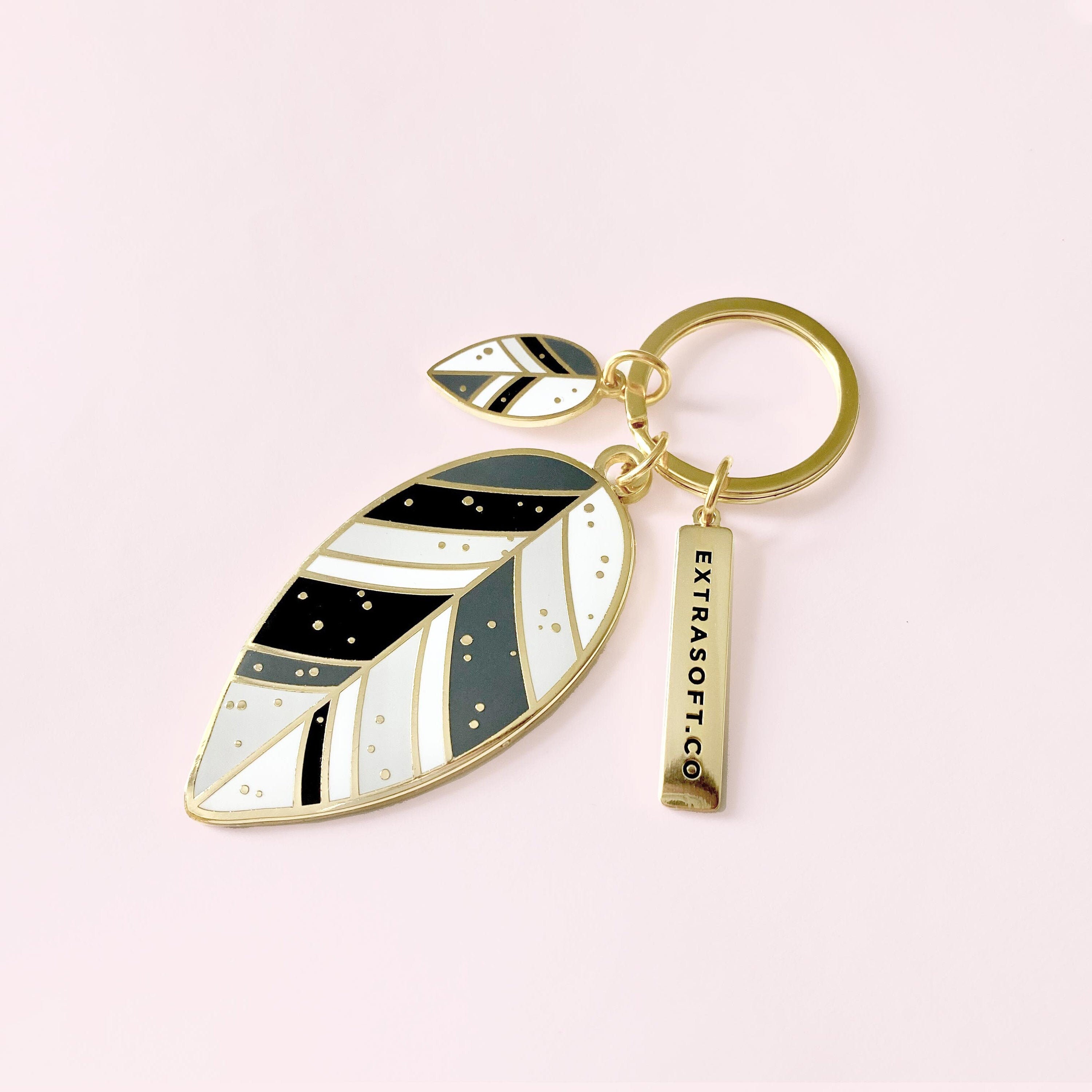 Gold Leaf Keychain | Plant Charm, Metal Keyring, New Home Gift, Simple ...