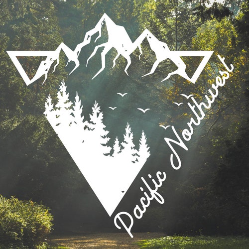 PNW Mountains and Trees Vinyl Decal - Etsy