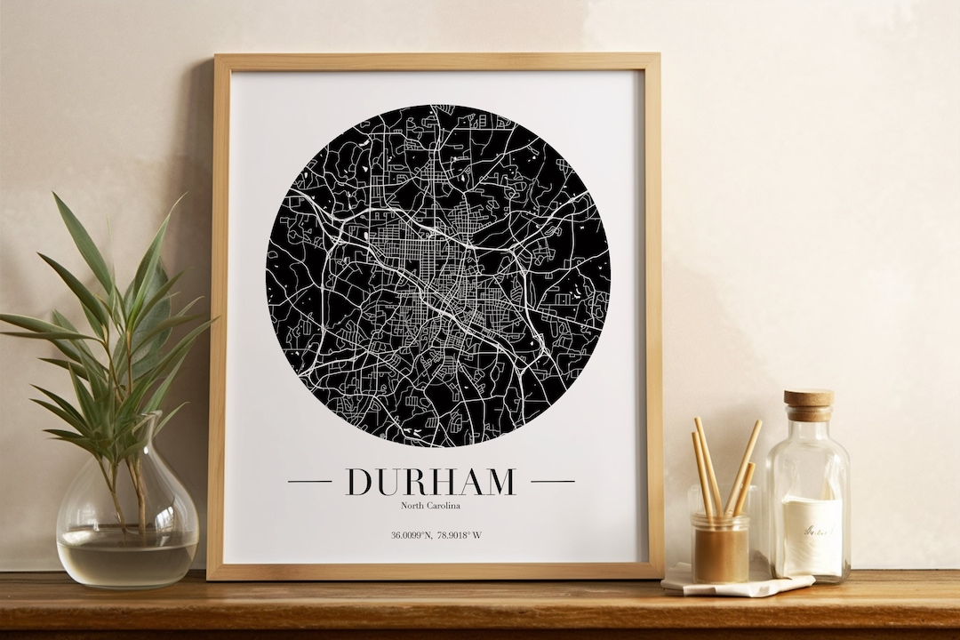 Durham , N.C Map, Printable Wall Art, Map Printable, City Map Print ...
