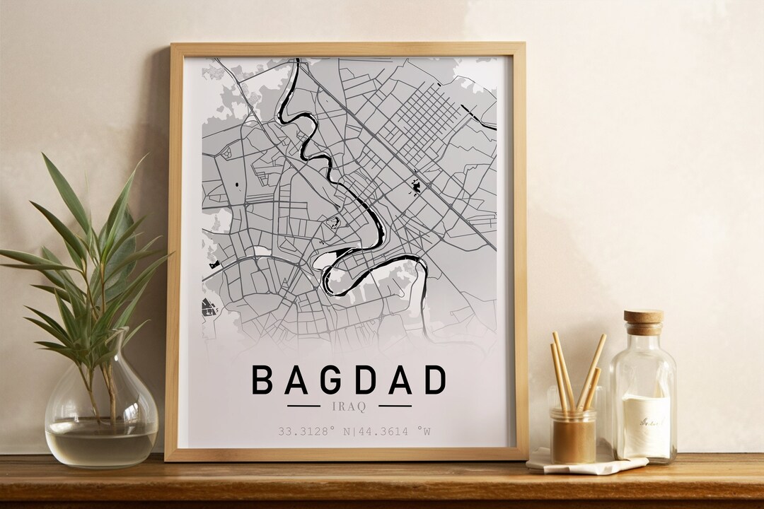 Bagdad, Iraq Map, Printable Wall Art, Map Printable, City Map Print ...