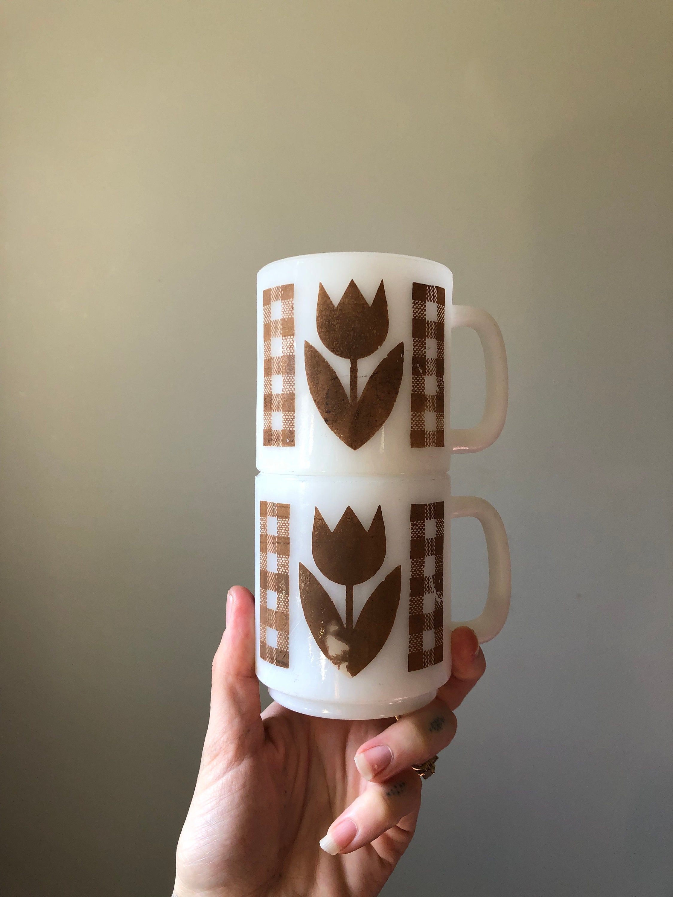 Vintage Midcentury Glasbake Tulip Flower Power Mugs - Etsy