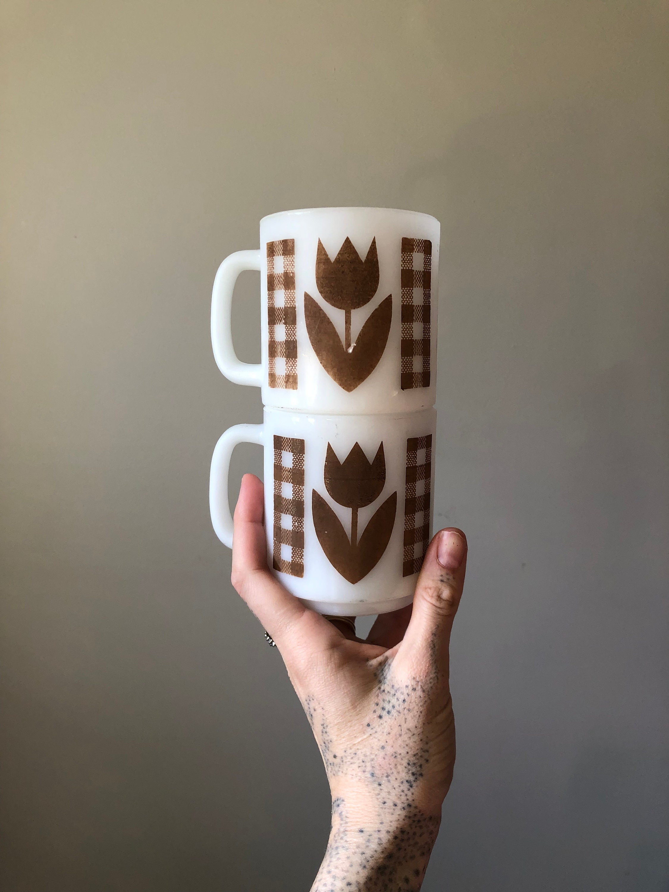 Vintage Midcentury Glasbake Tulip Flower Power Mugs - Etsy