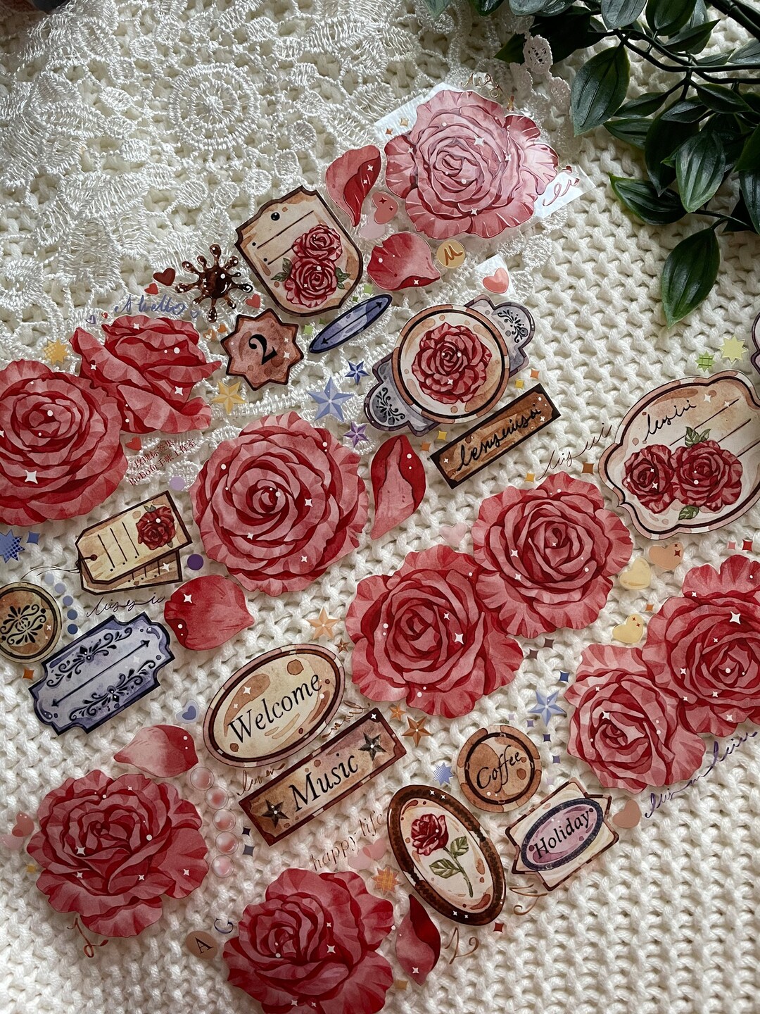 Vintage Red Rose Label Collection PET Tape Sample for Scrapbook ...