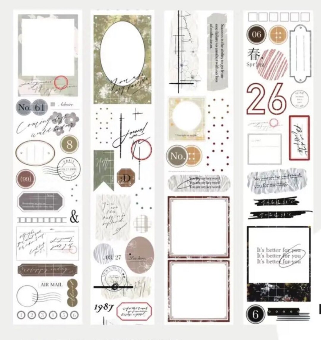 Jennyuanzi Vintage Frame & Numbers PET Tape Sample 100 Cm - Etsy