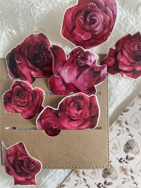 Botanical Flowers Romantic Garden Pink Rose Journal Stickers Bujo ...