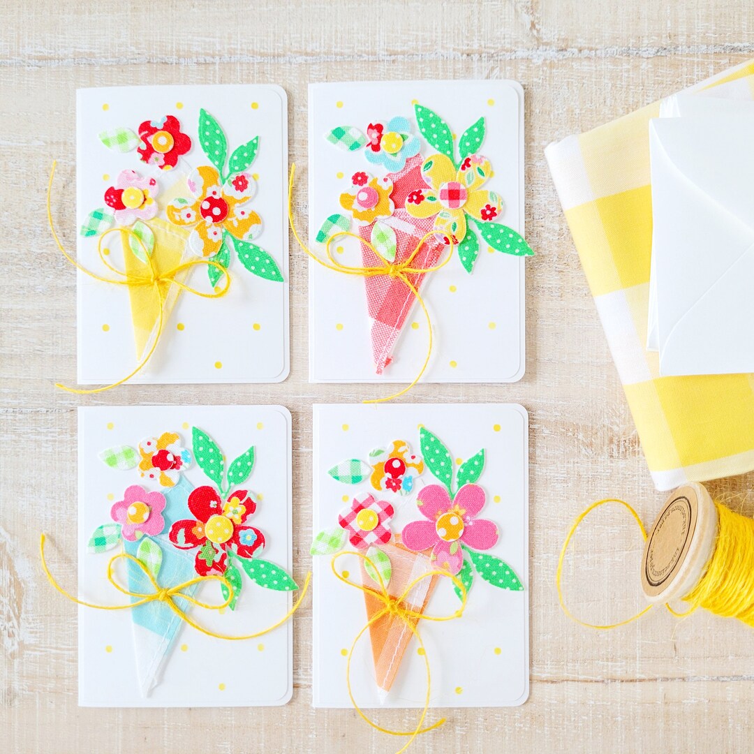 Mini Flower Bouquet Card Mini Card Set - Etsy