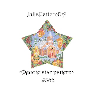 Church Christmas Landscape 3D Peyote Star Pattern PDF Beaded Star ...