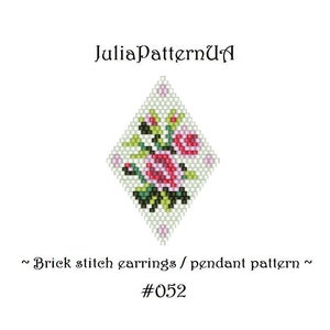 Roses Brick Stitch Earrings Pattern PDF Pink Flower Beaded Earrings ...