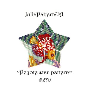 Discus Tropical Fish 3D Peyote Star Pattern PDF Beaded Star Pattern DIY Puffy Star Warped Square ...
