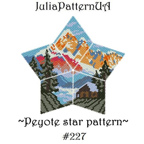 Sunset Landscape Peyote Star Pattern House in the Mountains 3D - Etsy