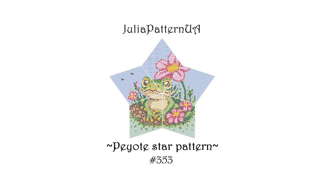 Cute Frog With Flowers 3D Peyote Star Pattern PDF Beaded Star Pattern ...