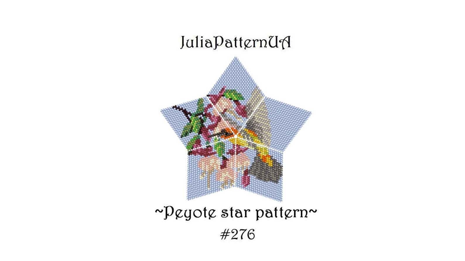 Hummingbird 3D Peyote Star Pattern PFD Colibri With Flower Branch ...