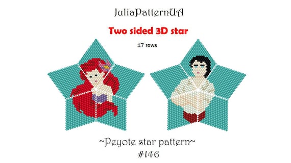 Prince and Mermaid Peyote Star Pattern Cartoon Characters Two - Etsy