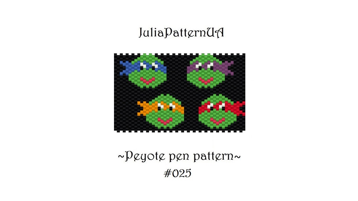 Turtles Peyote Pen Wrap Patterns Cartoon Characters Beaded Pen - Etsy
