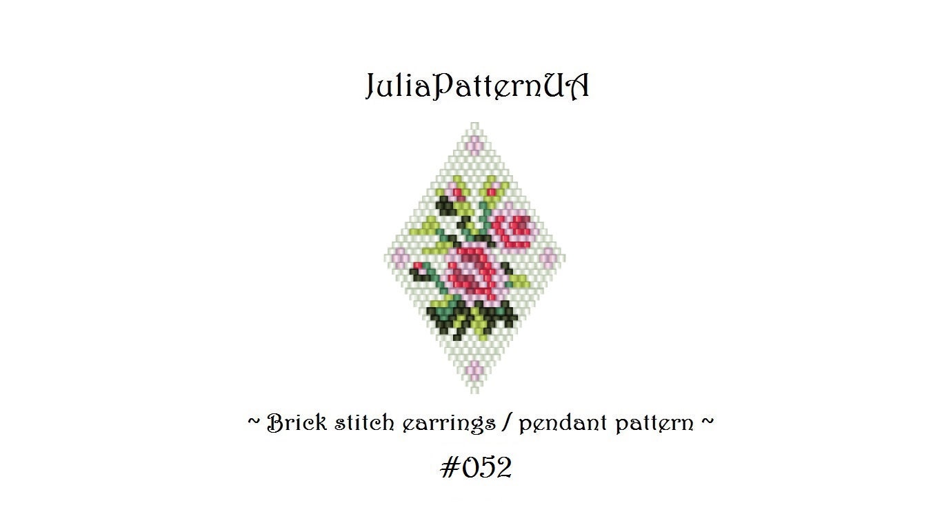 Roses Brick Stitch Earrings Pattern PDF Pink Flower Beaded Earrings ...