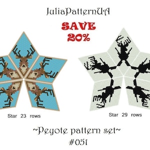 3D Peyote Star Pattern Deer Hunter Ornament Set of 2 for Beaded Star ...