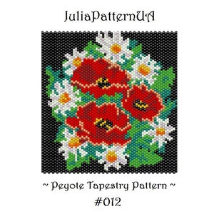 Daisies Poppy Peyote Tapestry Pattern PDF Wildflower Bouquet Beaded Tapestry Patterns DIY Seed ...