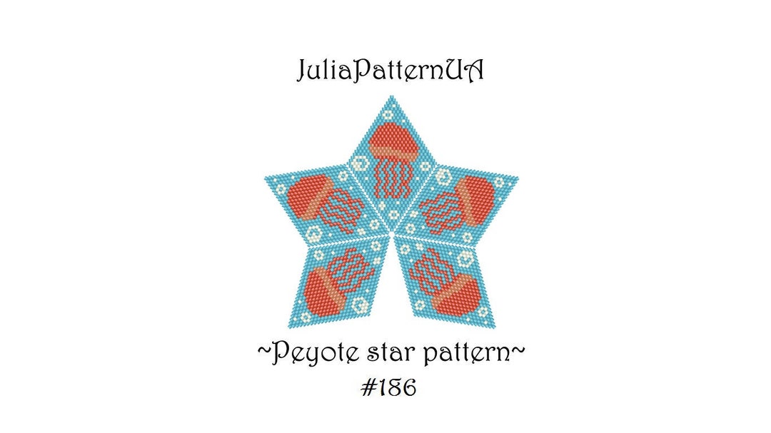 Jellyfish Peyote Star Pattern PDF Sea Animal 3D Beaded Star Pattern DIY Warped Square Pattern ...