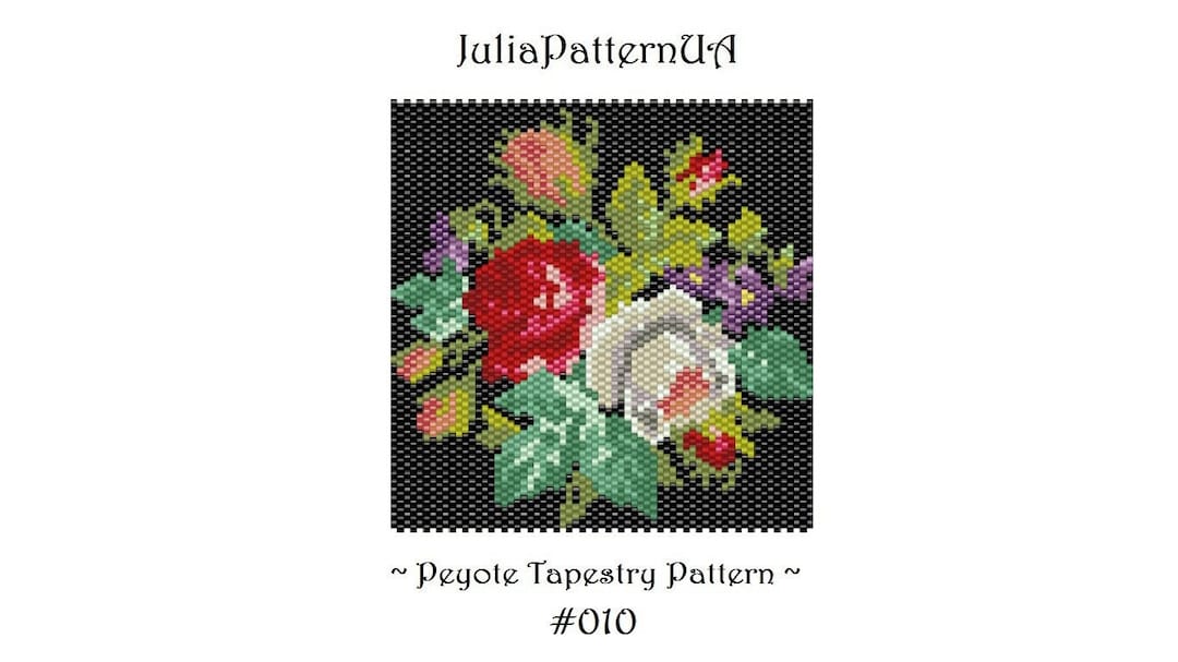 Violets Red and White Roses Peyote Tapestry Pattern PDF Flower Beaded Tapestry Patterns DIY Seed ...