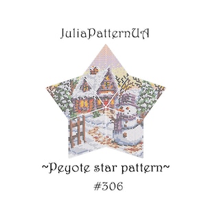 Snowman Winter Landscape Peyote Star Pattern Christmas 3D Beaded Star ...
