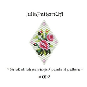 Roses Brick Stitch Earrings Pattern PDF Pink Flower Beaded Earrings ...
