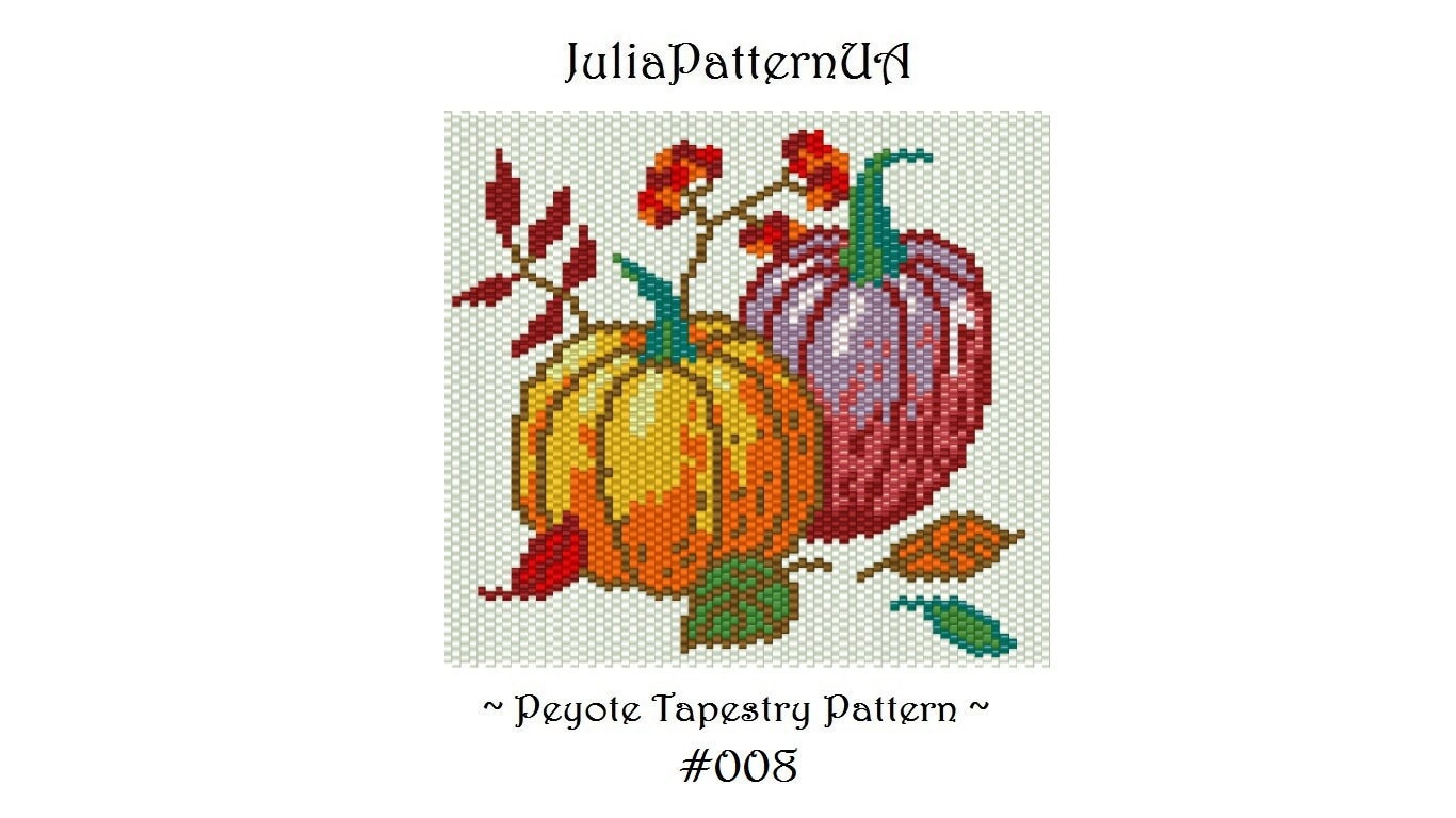Pumpkin Peyote Tapestry Pattern PDF Autumn Vegetable Beaded Tapestry ...