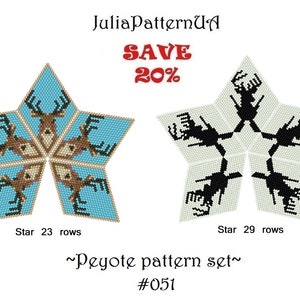 3D Peyote Star Pattern Deer Hunter Ornament Set of 2 for Beaded Star ...