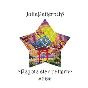 Japanese Landscape 3D Peyote Star Pattern PDF Mountain Fuji and Sakura ...