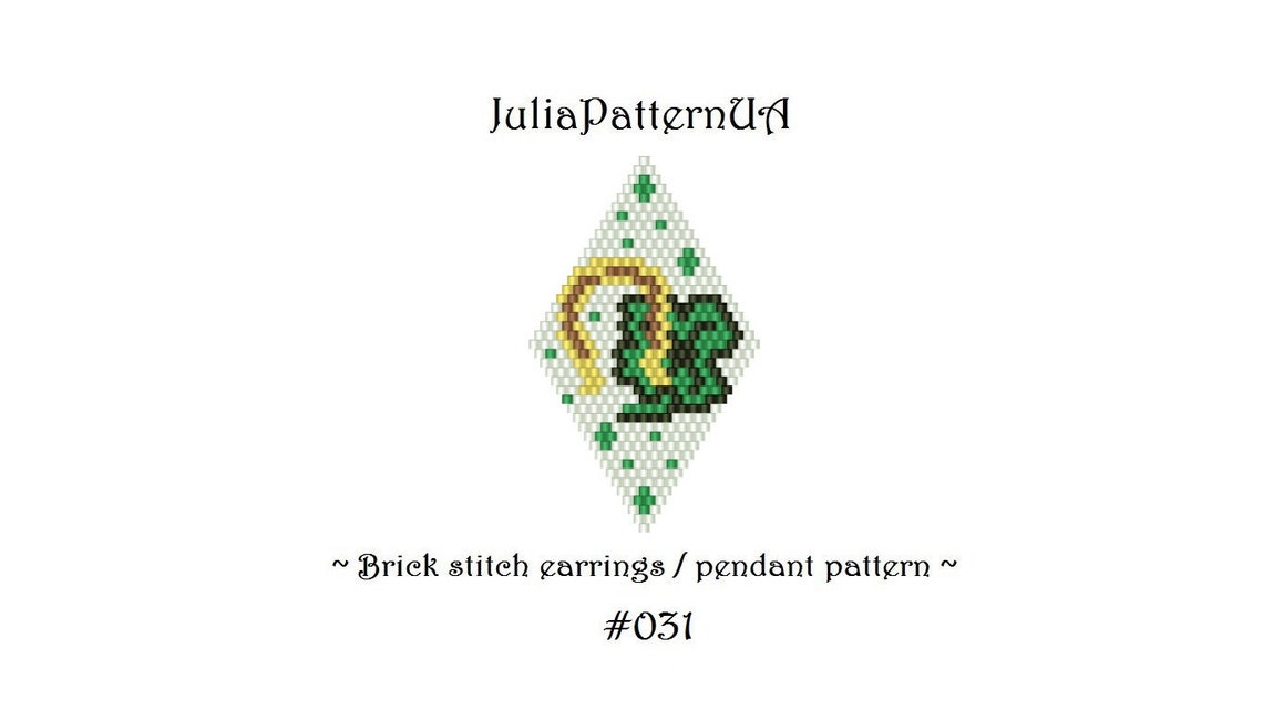 Brick Stitch Pattern Earrings Four Leaf Clover Peyote Earrings Seed ...
