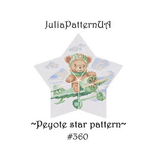 Airplane Teddy Bear 3D Peyote Star Pattern PDF Aviator Bear Beaded Star ...
